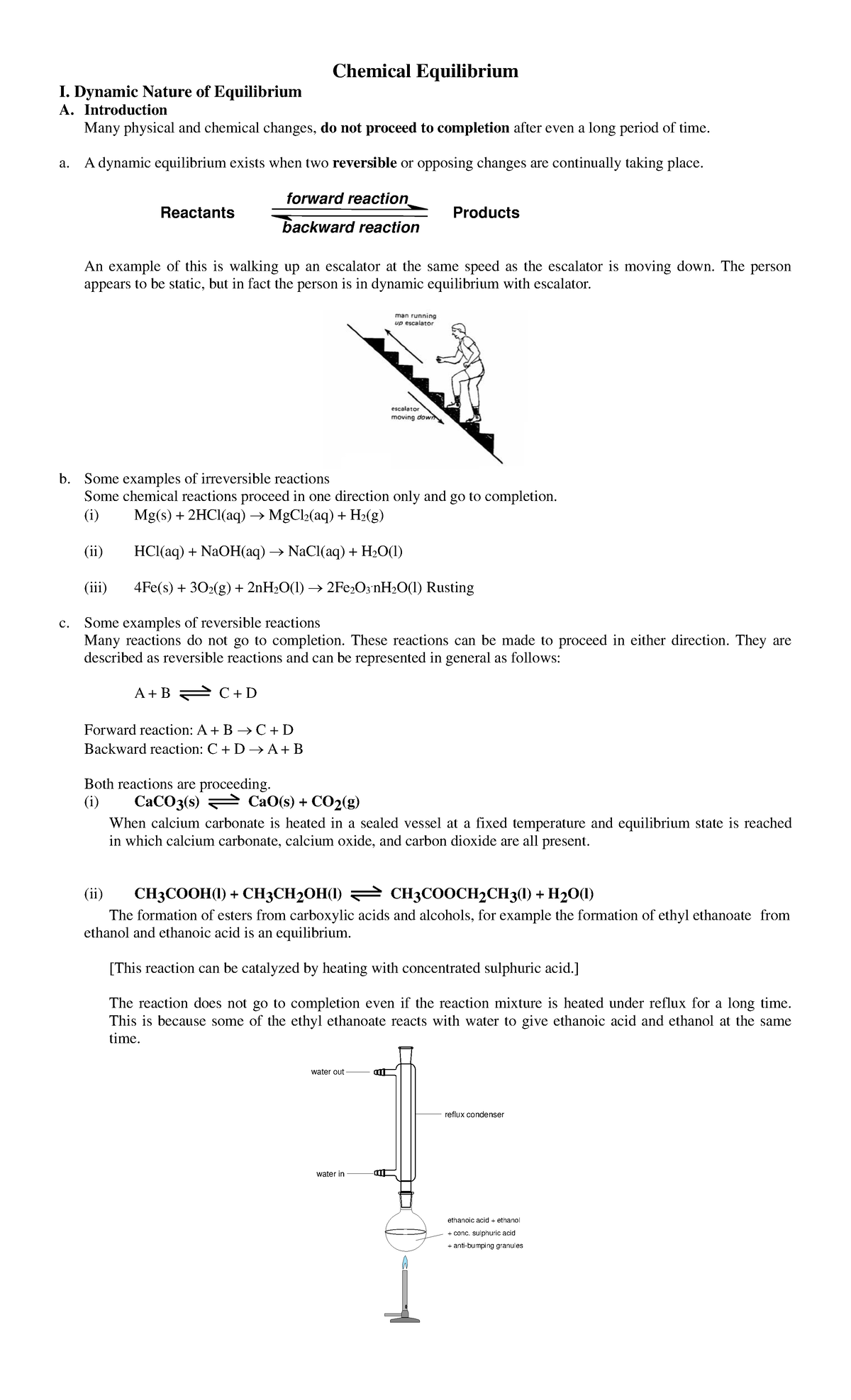 Equilibrium and Acid Reactions I - Chemical Equilibrium I. Dynamic ...