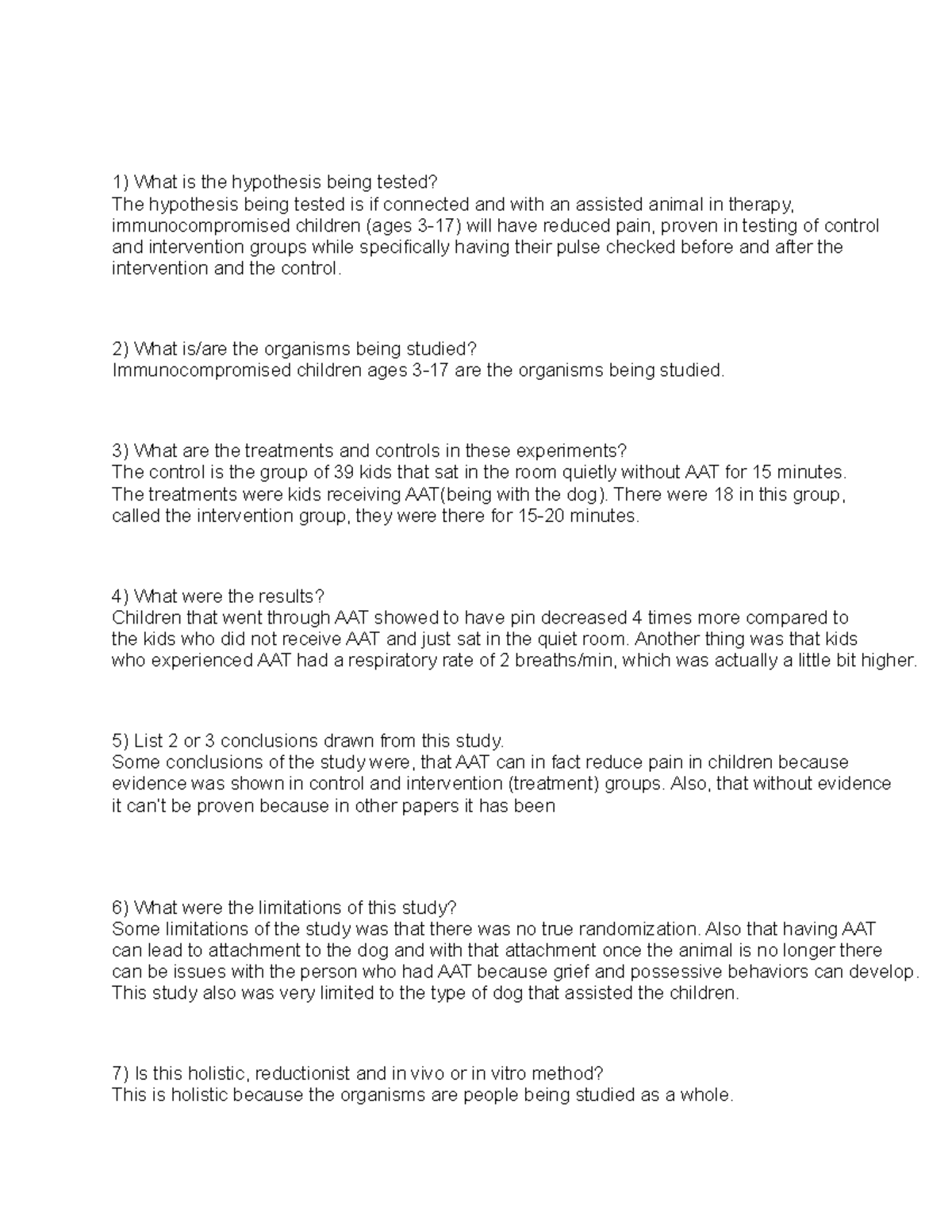 Bio Discussion Worksheet 1 - What is the hypothesis being tested? The ...
