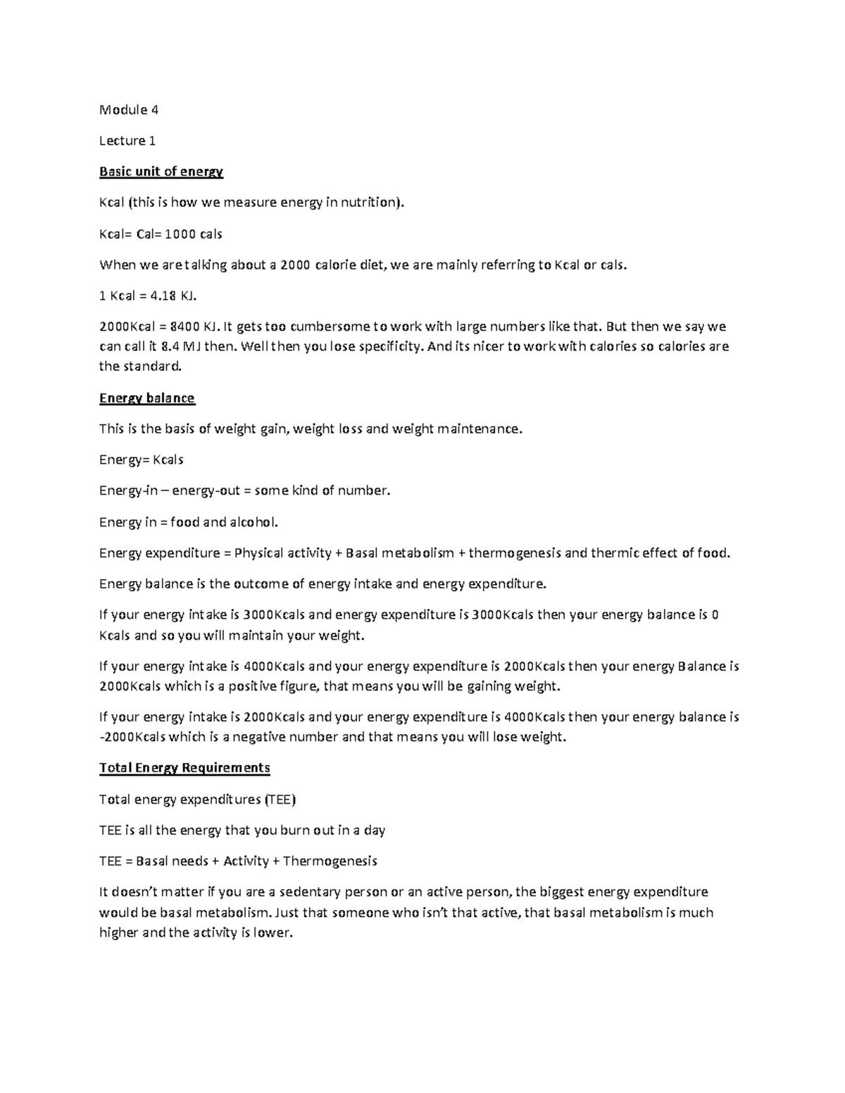 Module 4-converted - lecture four notes of Nutrition 120 - Module 4 ...