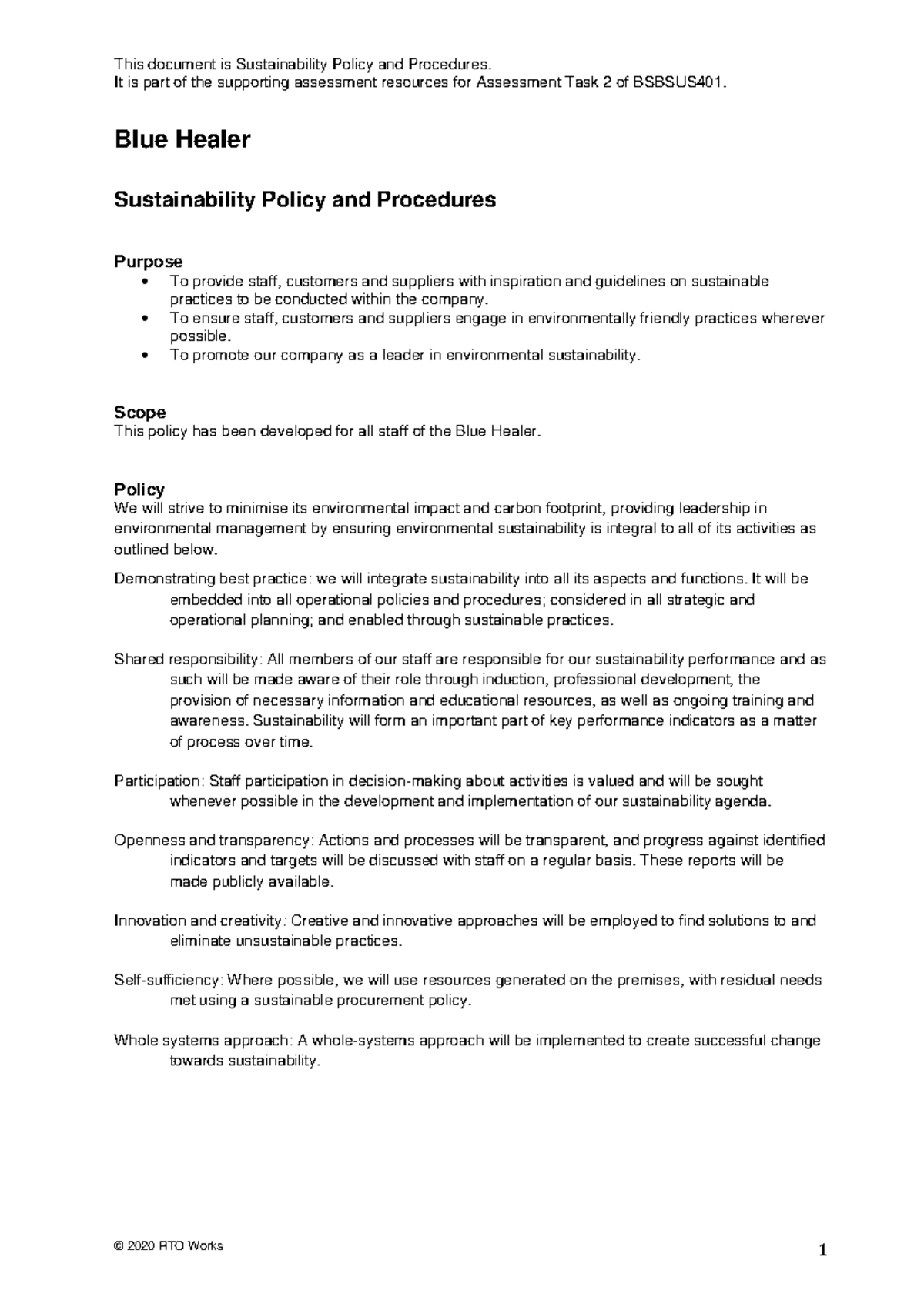 Revised Sustainability Policy and Procedures - It is part of the ...