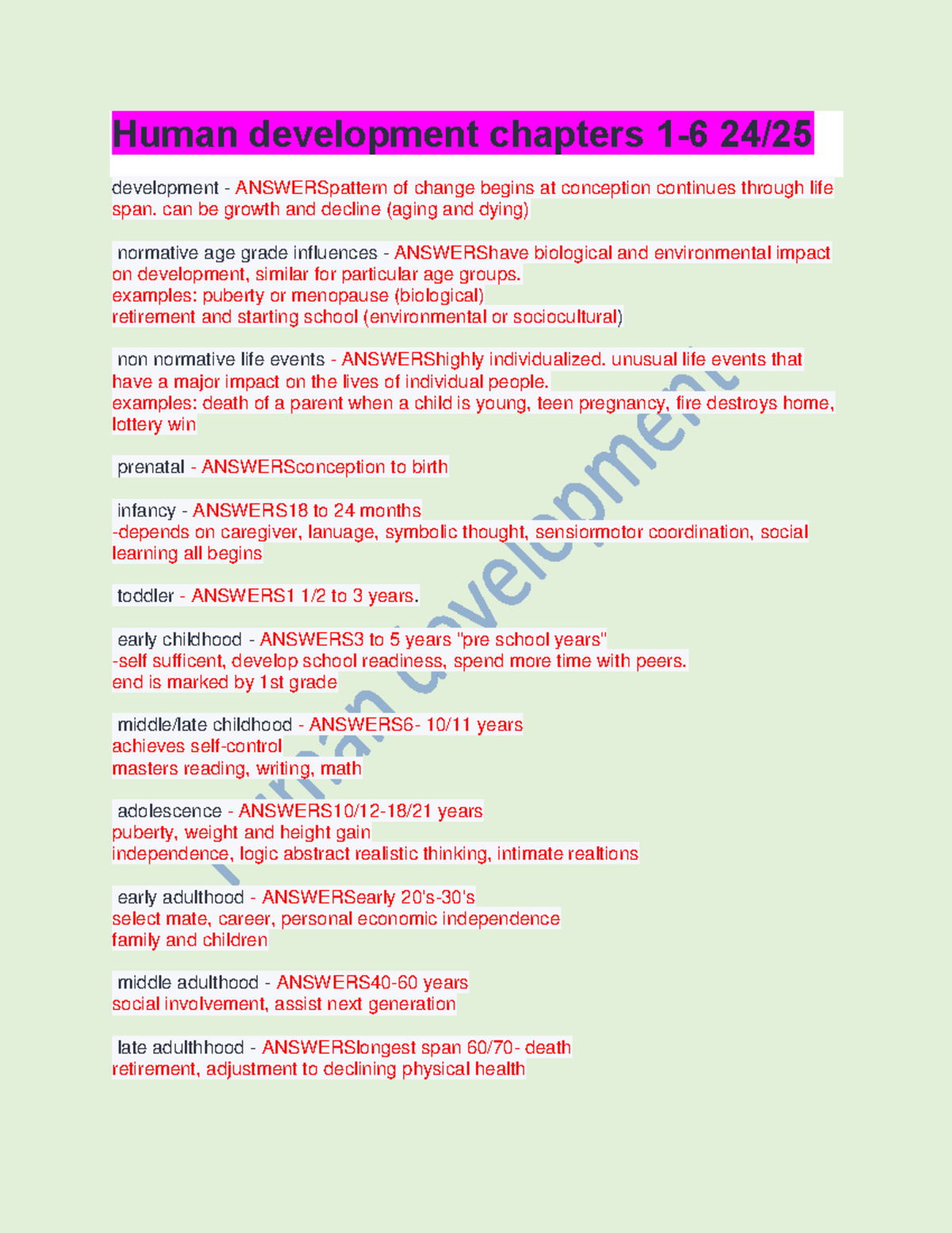 Human development chapters 1 - can be growth and decline (aging and ...