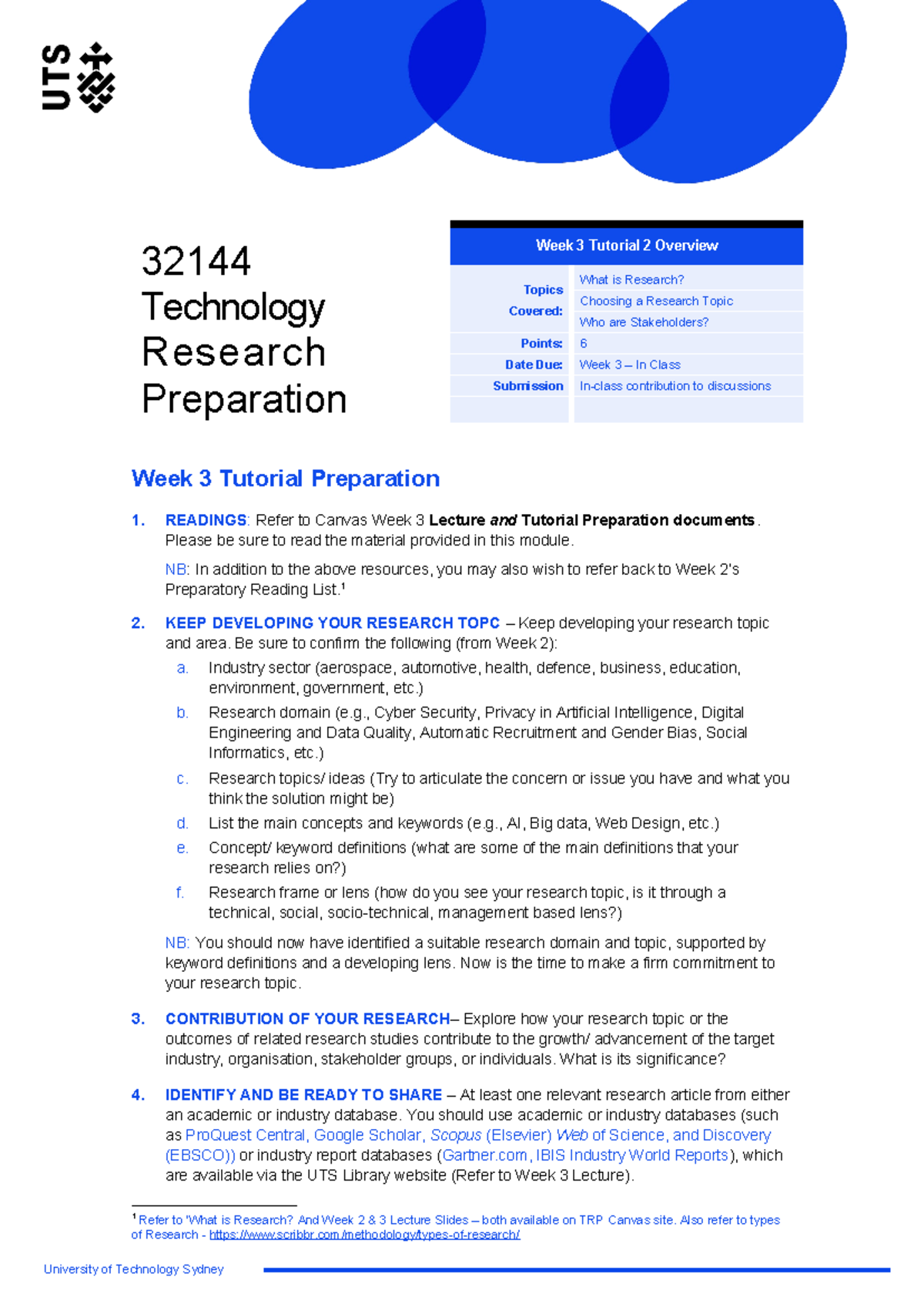 Week03 Tut02 Research Topics - 32144 Technology Research Preparation ...