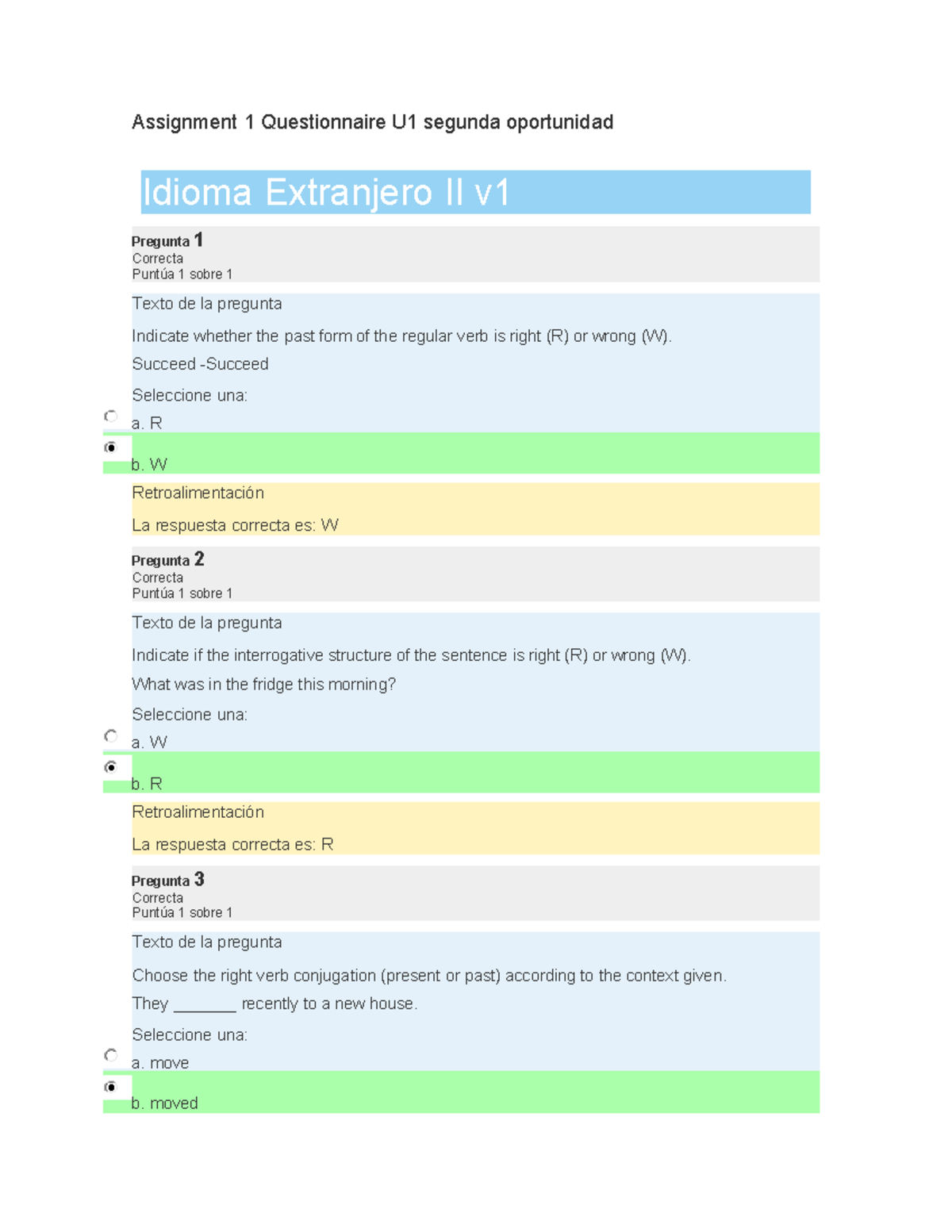 Assignment 1 Questionnaire U1 segunda oportunidad - Assignment 1 Questionnaire U1 segunda - Studocu
