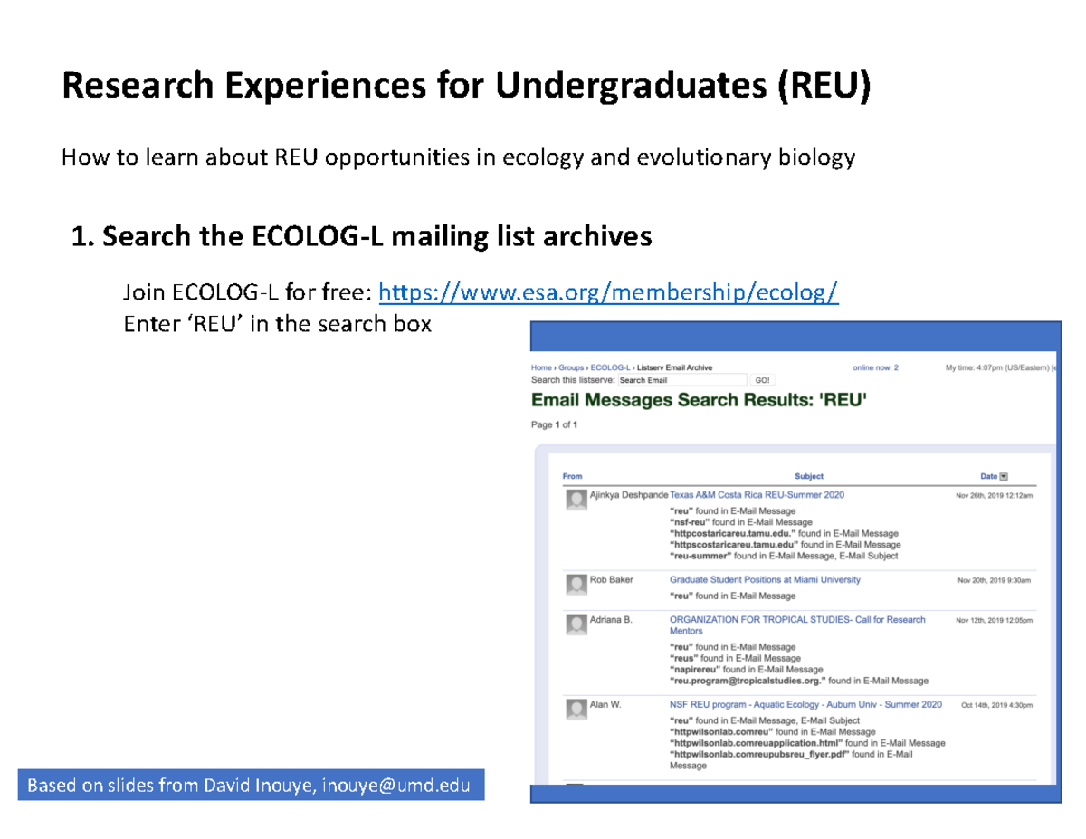 REU in Ecology and Evolutionary Biology 2024 - Research Experiences for ...