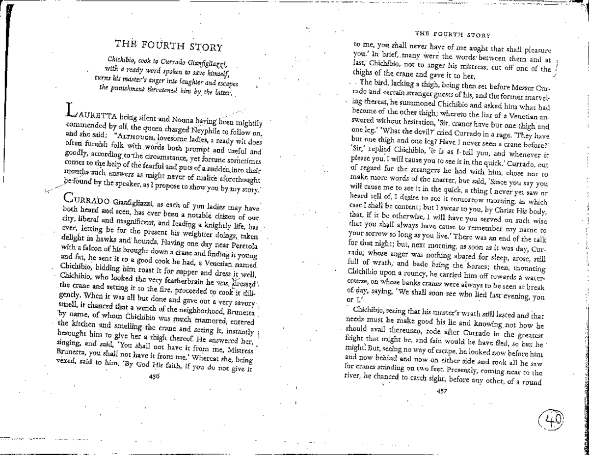 Week 4 Lesson 2 Decameron - THE FOURTH STORY THE FOURTH STORY to me ...