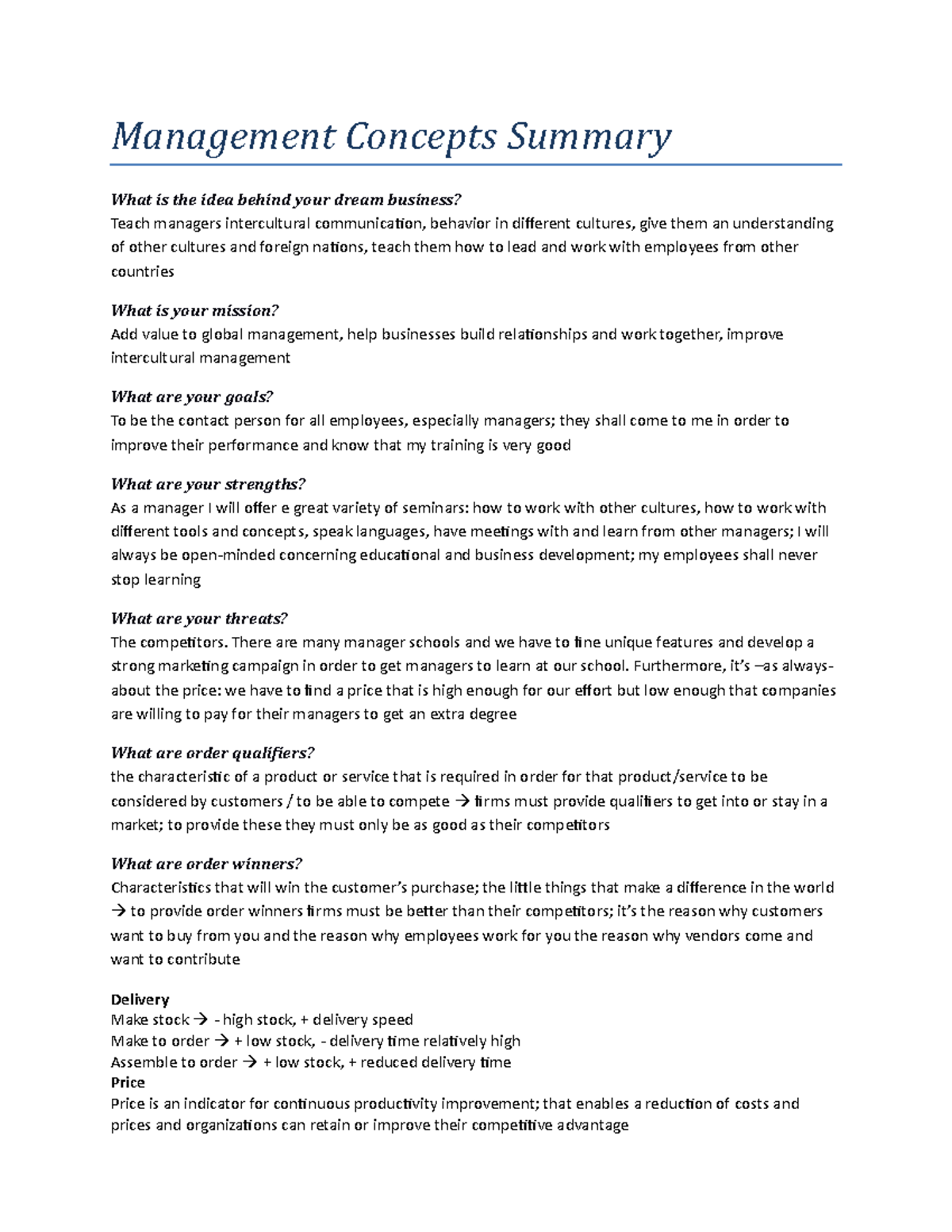 Management Concepts Summary - There are many manager schools and we ...