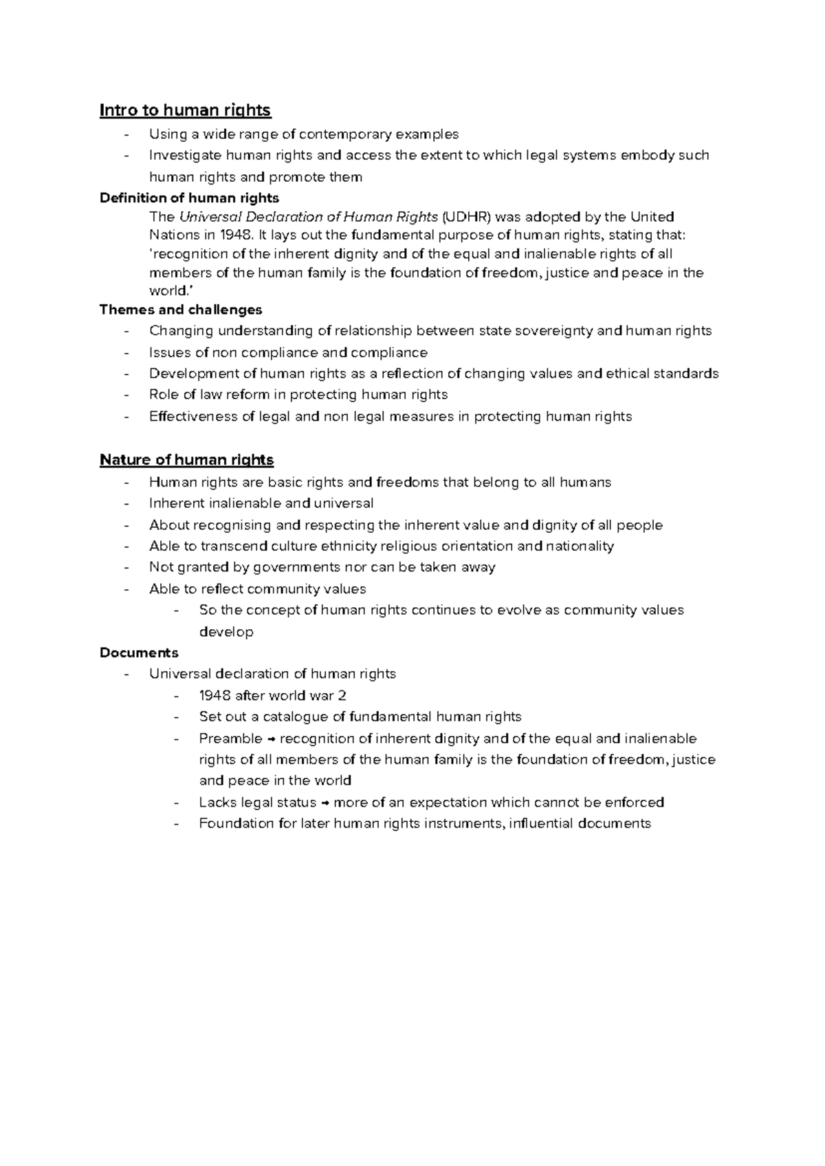 Human rights - notes - Intro to human rights Using a wide range of ...
