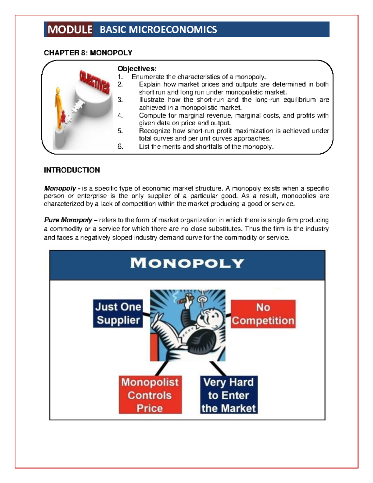 Chapter 8 - Monopoly - for lecture - CHAPTER 8: MONOPOLY Objectives ...