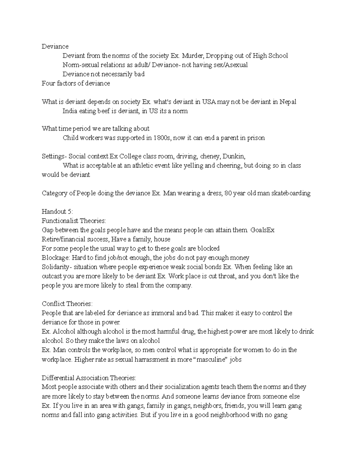 Sociology Exam 2 - lecture notes exam 2 - Deviance Deviant from the ...
