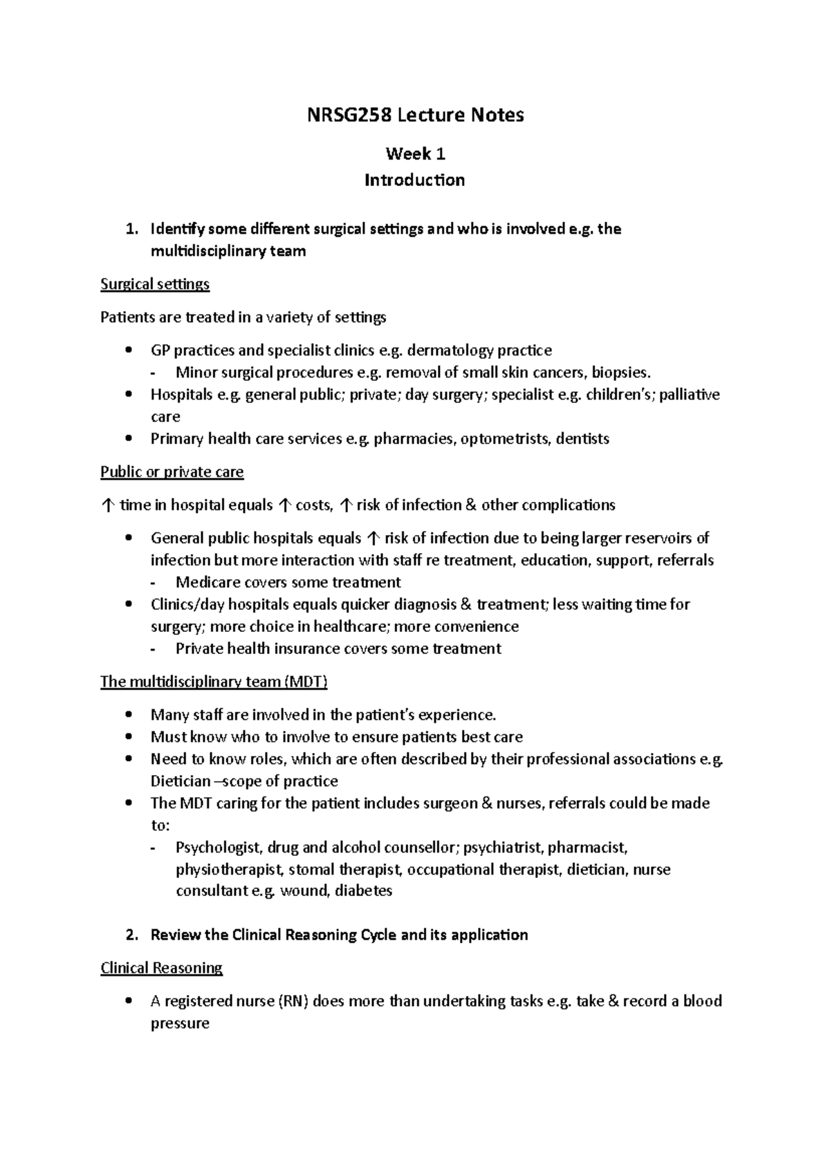 NRSG258 Study Notes - This document covers learning issues with ...