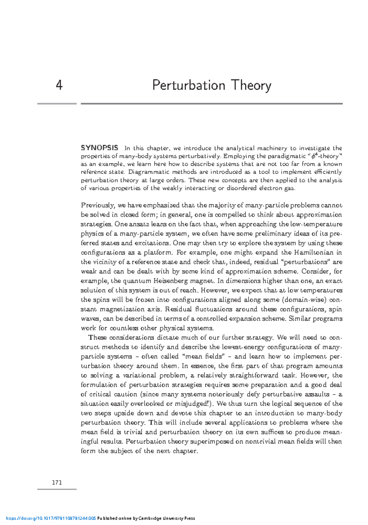 04 - Additional material - 4 Perturbation Theory SYNOPSIS In this chapter, we introduce the ...