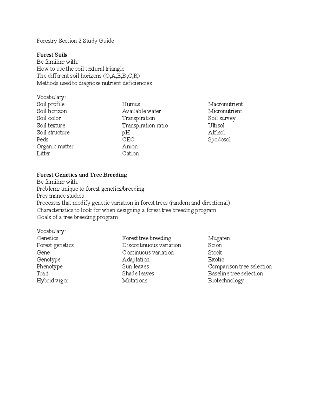 Forestry Section 2 Study Guide - Forestry Section 2 Study Guide Forest ...