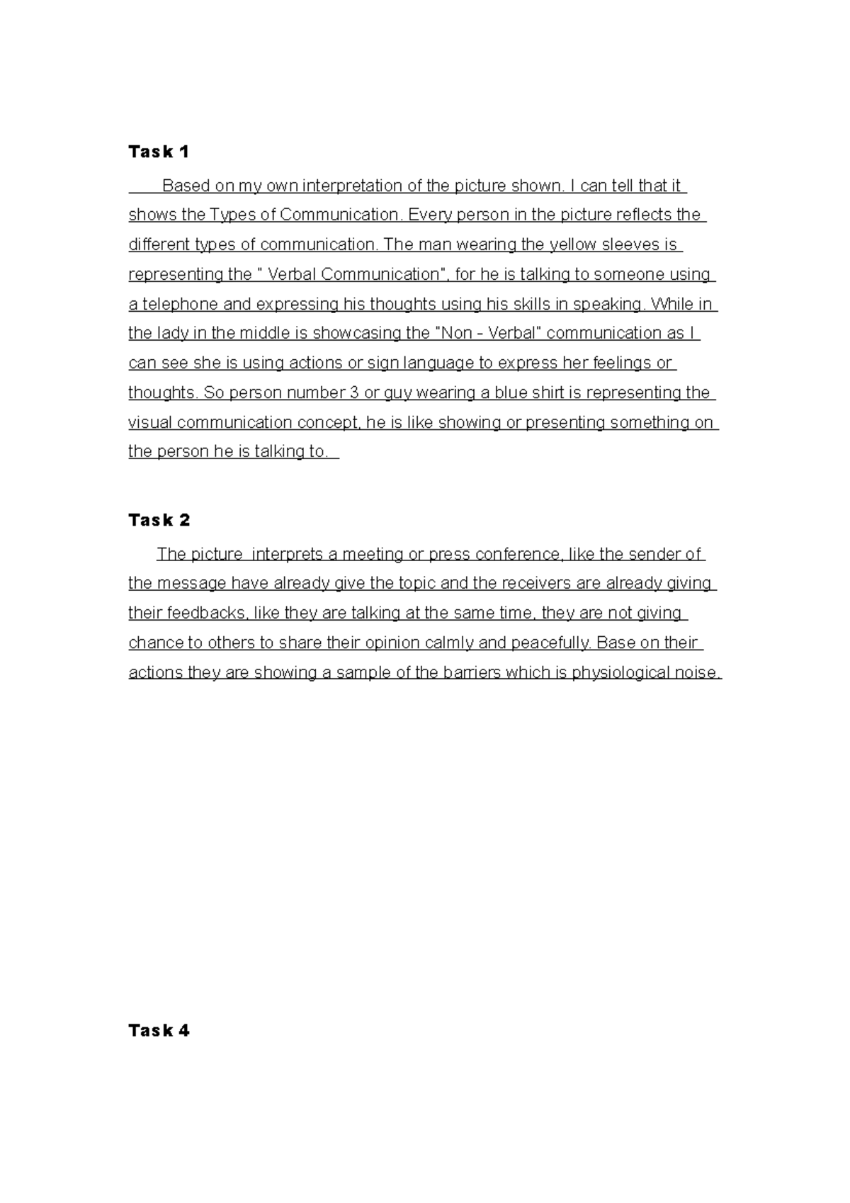 Purposive Communication Module 1 - Task 1 Based on my own interpretation of the picture shown. I ...