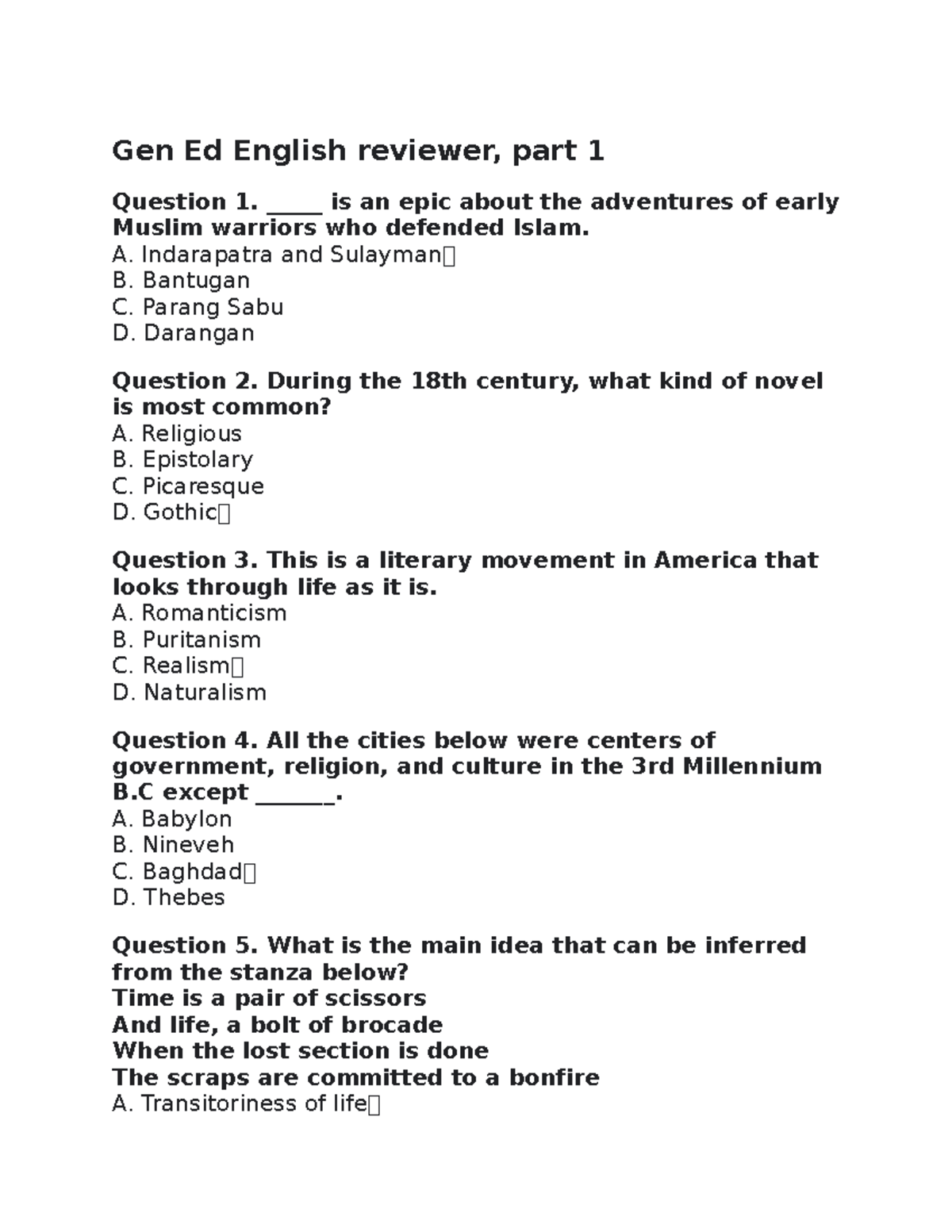 English-reviewer - LET REVIEWER - Gen Ed English reviewer, part 1 ...