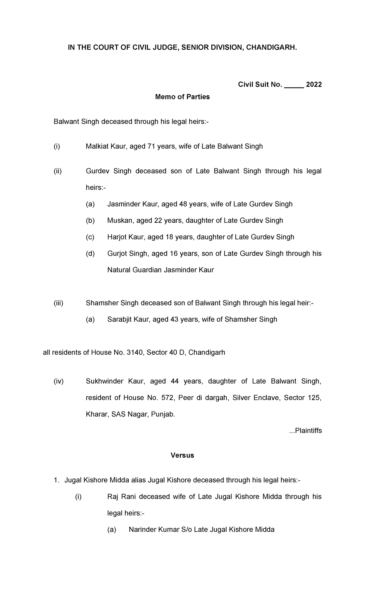 CS-declaration basis will - IN THE COURT OF CIVIL JUDGE, SENIOR ...