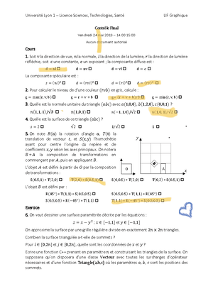 2022-examen - Sujet de l'option informatique graphique pris en L2 ...