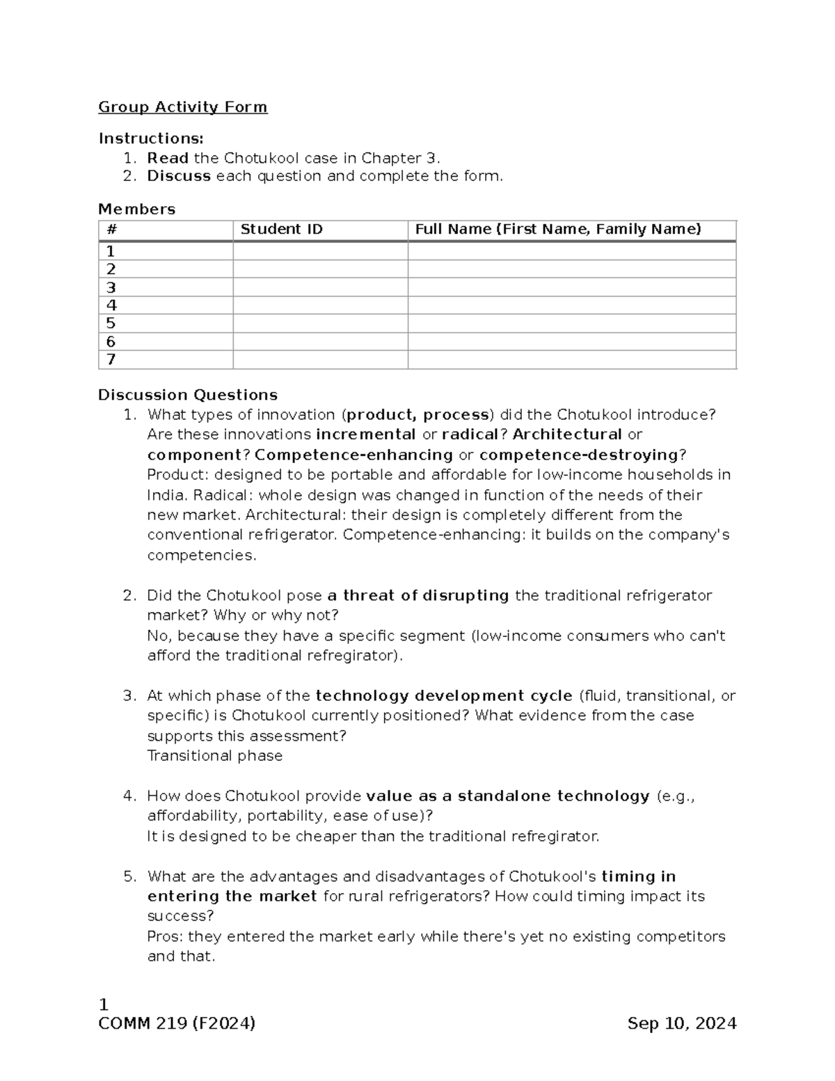 Class 2 Chotukool Project Form Update - Group Activity Form ...