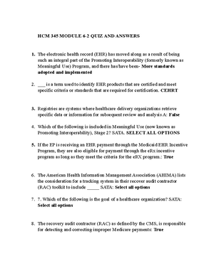 Short paper 4-2 HCM-345 - Jarrod Smith SNHU HCM- 9/24/ Discusses health ...