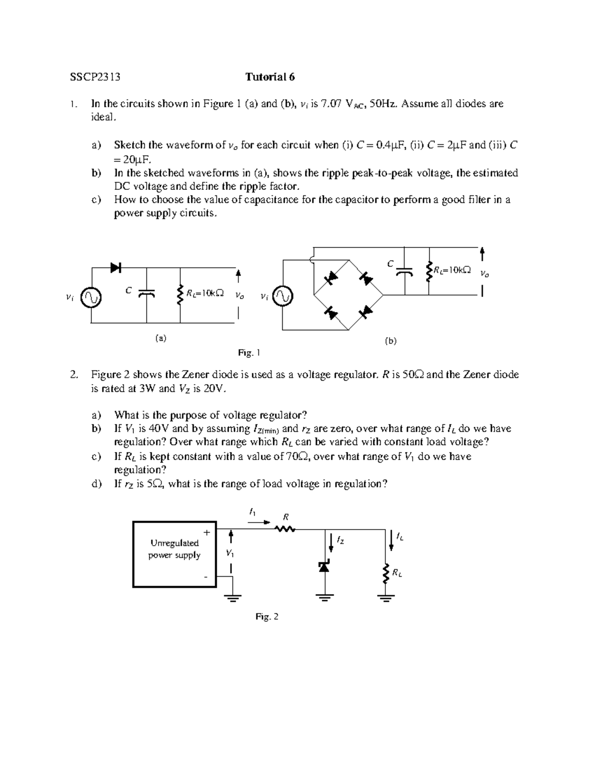 basic electronic exercise physic tutorial 6 - SSCP2313 Tutorial 6 In ...