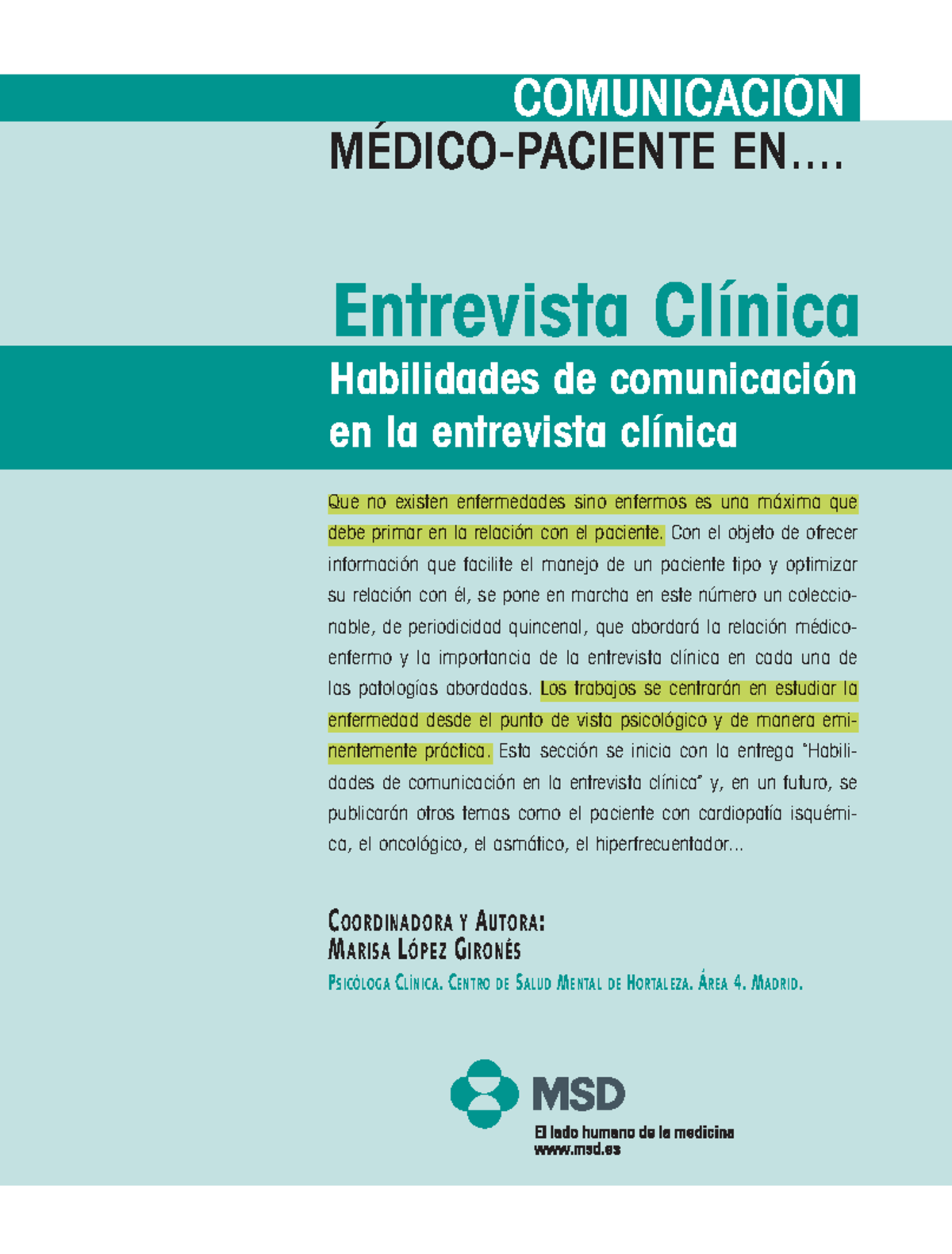 Entrevista clinica - COMUNICACIÓN MÉDICO-PACIENTE EN.... Habilidades de ...