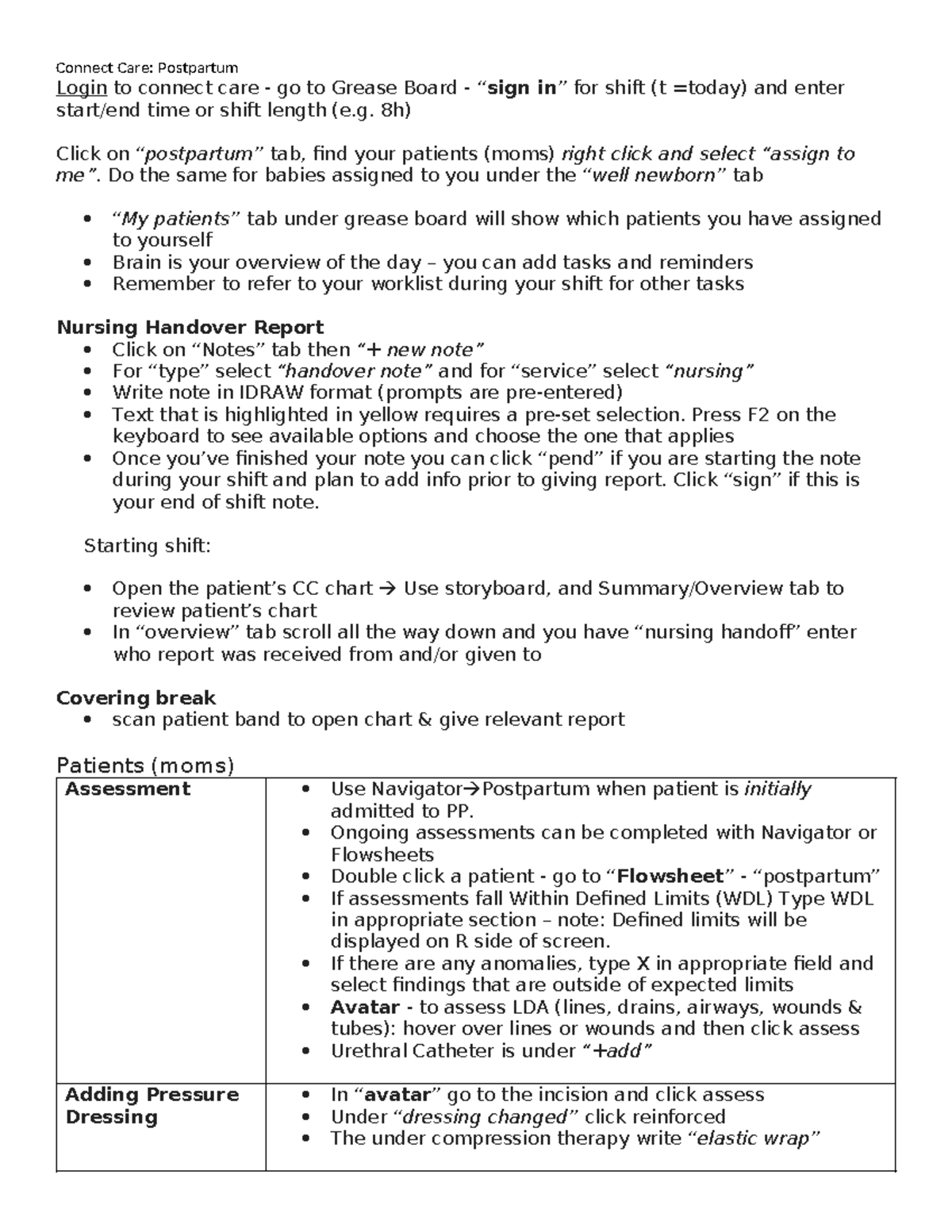 Patrick's connect care notes (1) (002) - Login to connect care - go to ...