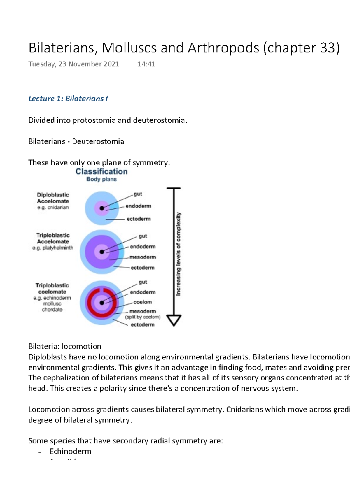 Bilaterians, Molluscs and Arthropods (chapter 33) - Lecture 1 ...