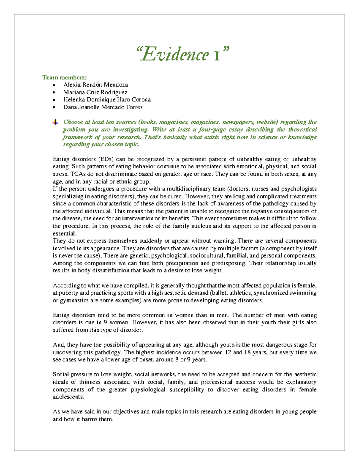 Evidence 1 (essay) - Mjfoiwencoi - “Evidence 1” Team members: - Alexia Rendón Mendoza - Mariana ...