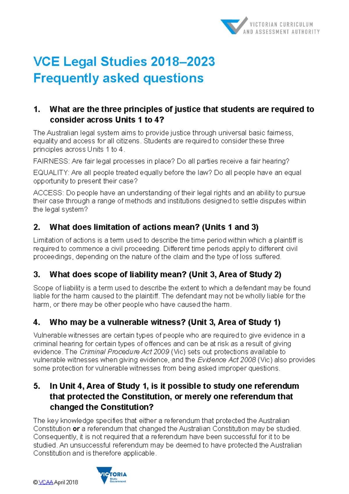 FAQ - Important questions asked - VCE Legal Studies 2018– Frequently ...