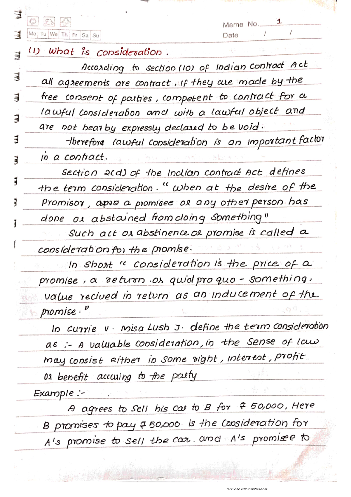 Consideration - Exam pattern answered questions - Business ...