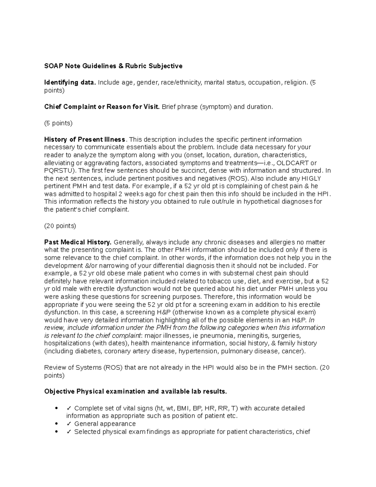Strength Of Altering Psychology - SOAP Note Guidelines & Rubric ...