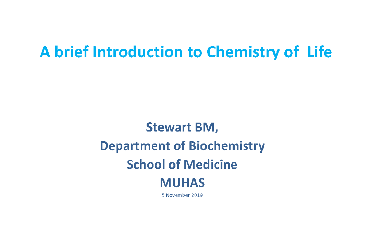 Biochemistry - Good - A brief Introduction to Chemistry of Life Stewart ...