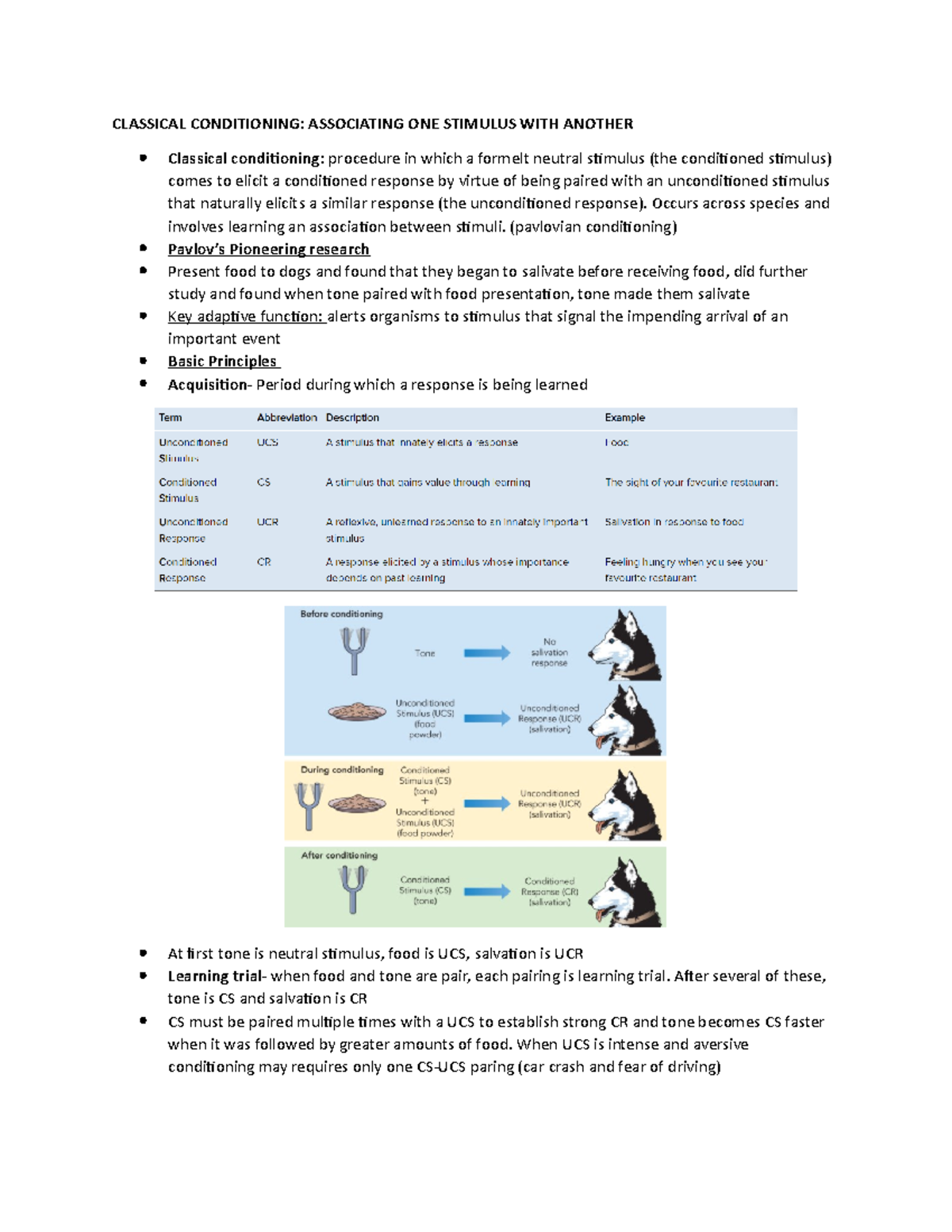 Classical Conditioning - Occurs across species and involves learning an ...