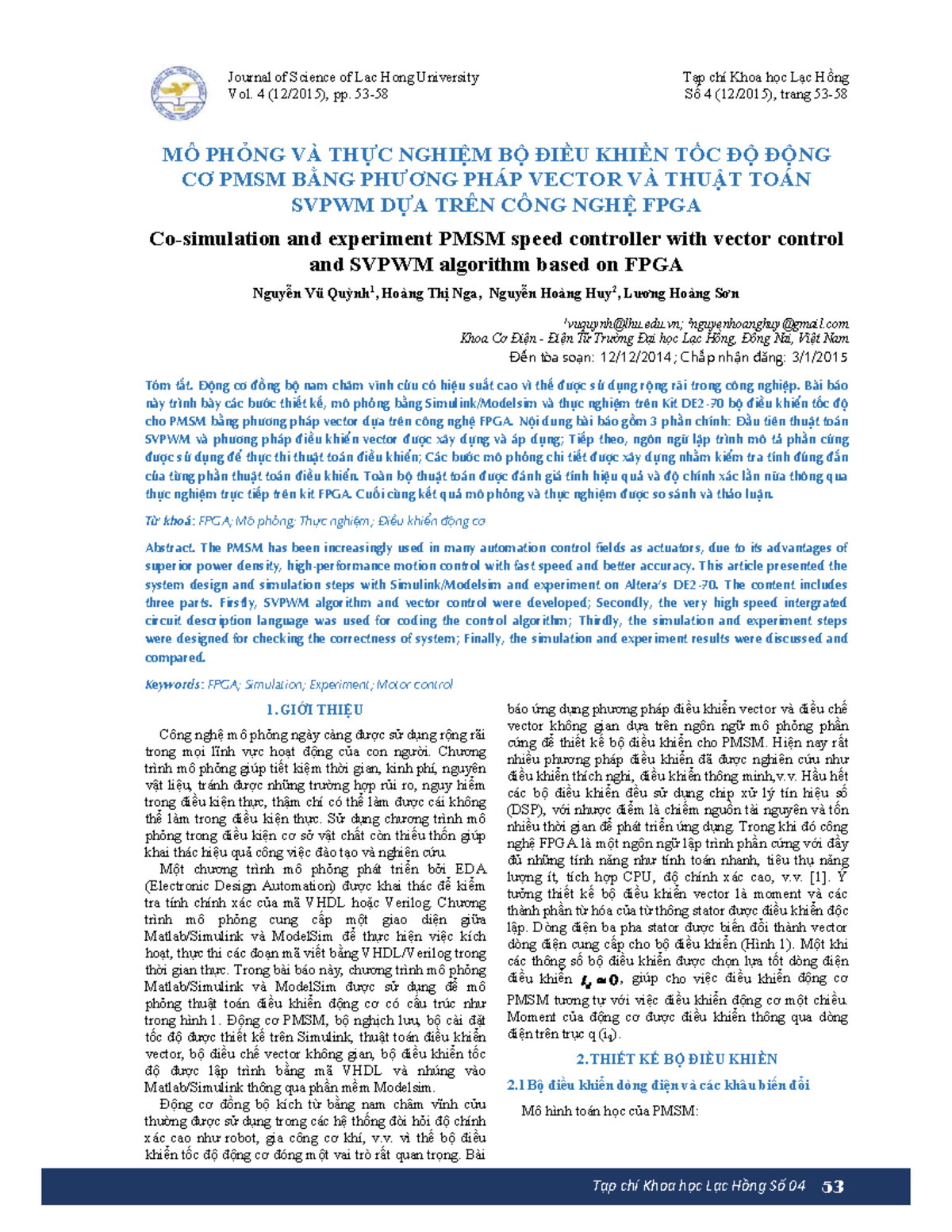 12 Vu Quynh Hoang Huy - hoi cai dit me may a - Journal of Science of ...