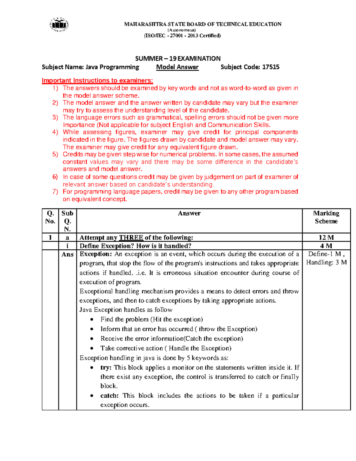 17515 2019 Summer Model Answer Paper Msbte Study Resources