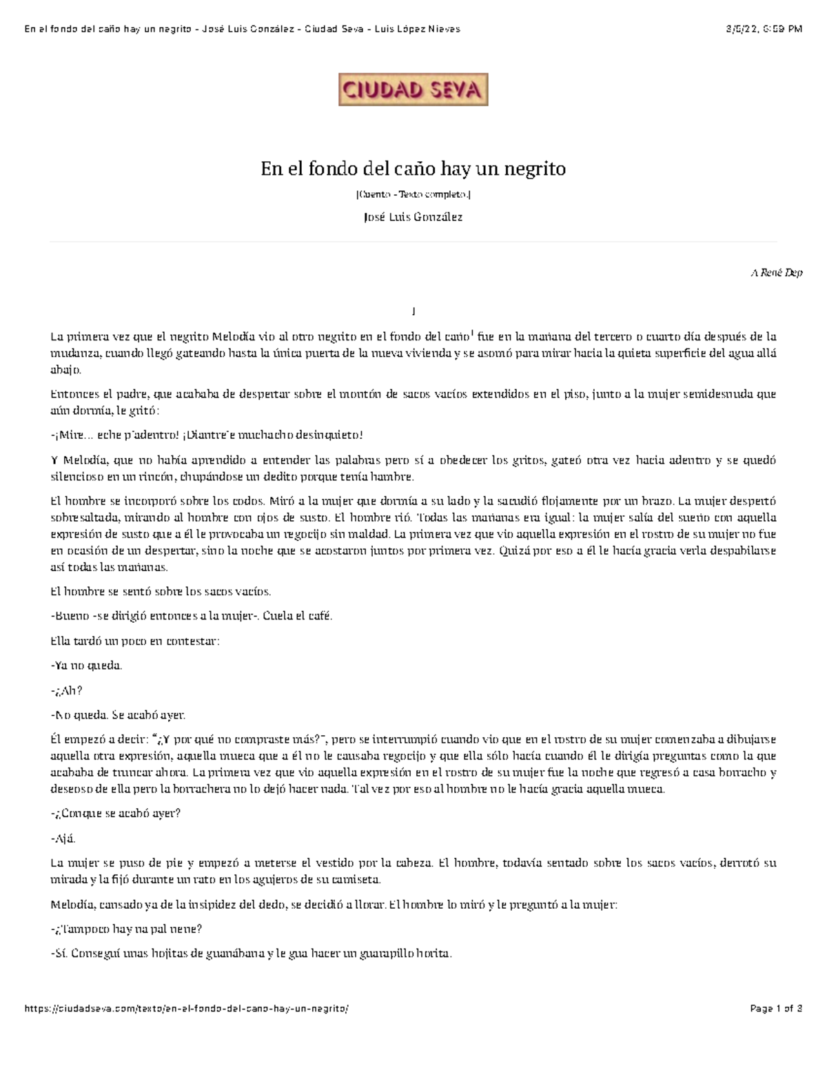 En el fondo del caño hay un negrito - José Luis González - ] José Luis ...