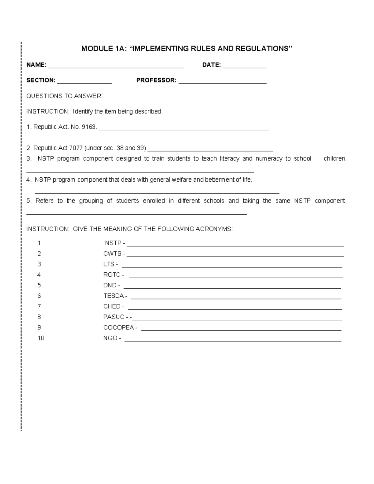 Module 1A - qwwwwwwwwwwwwwwwwwwwwwwwwwwwwwwwwwwwwwwwww - MODULE 1A ...