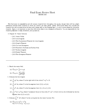 283 Final Exam Review Solutions - Final Exam Review Sheet Solutions ...