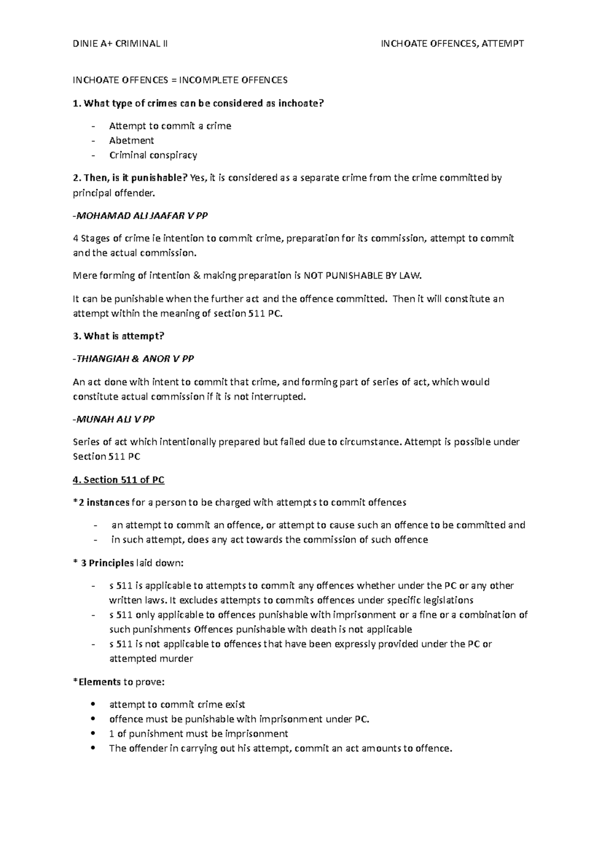 Topic 2 Inchoate Offences Attempt - DINIE A+ CRIMINAL II INCHOATE ...