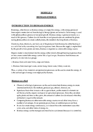 Module 4 sep new - Lecture notes - MODULE IV 1. INTRODUCTION TO BIOMASS ...
