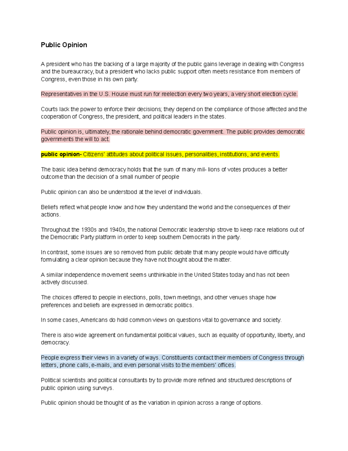 Chap.10 notes - American Government: Power and Purpose - Public Opinion ...