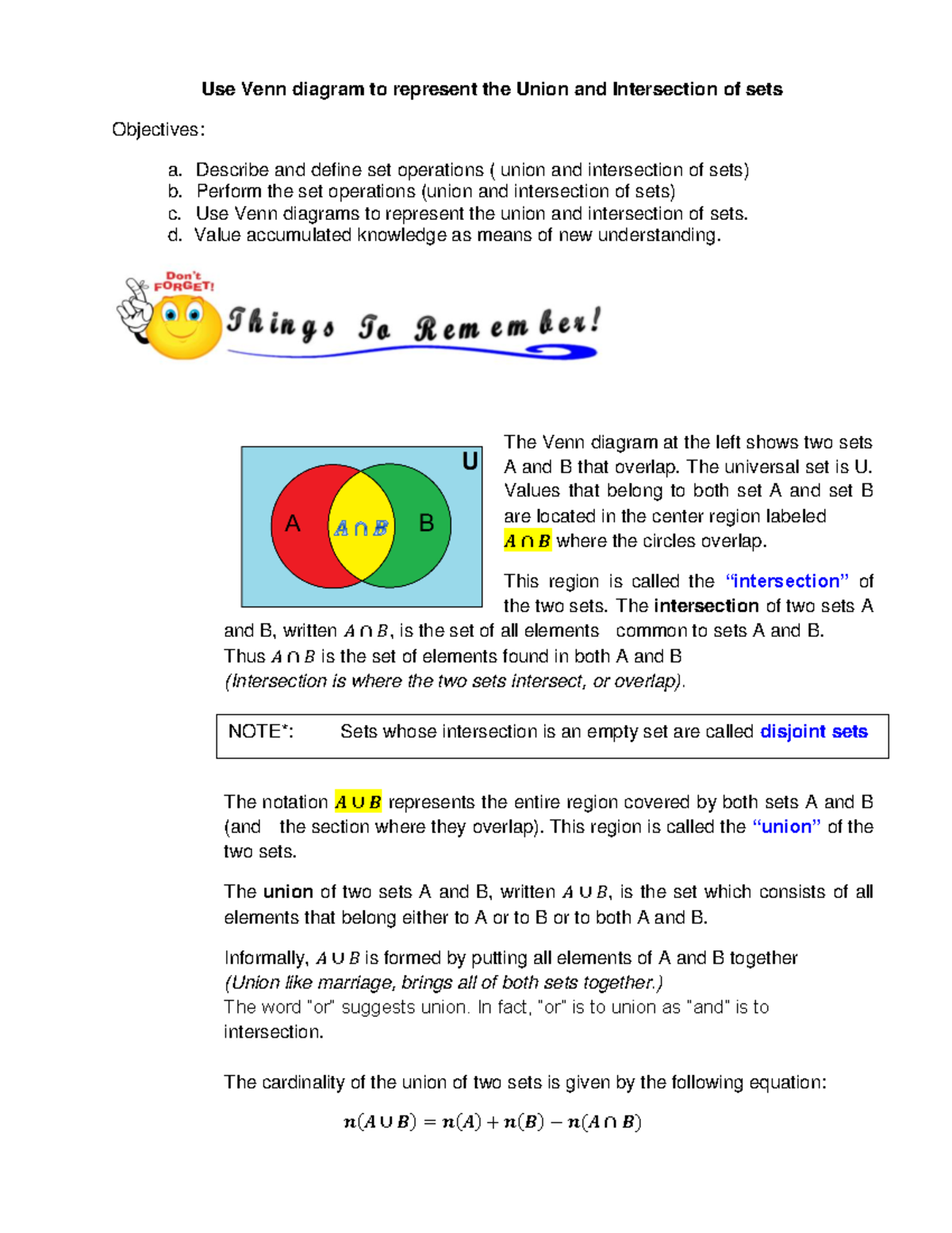 Q1-LAA-3 - Worksheet in Grade 7 Math Quarter 1 - Use Venn diagram to ...