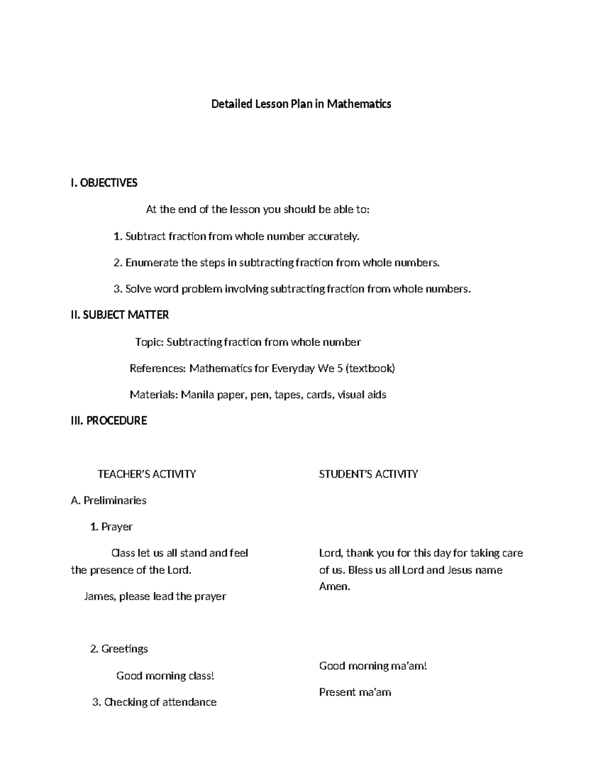 Detailed Lesson Plan Math 5 - Detailed Lesson Plan in Mathematics I ...