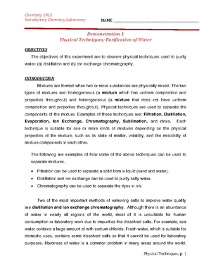 Exp 2-Lab Techniques - Chemistry Lab Experiment #2 - Chemistry 1015 ...