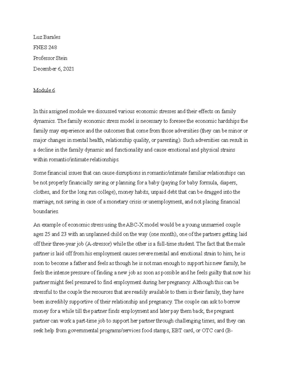 Module 6 Assignment - Luz Barales FNES 248 Professor Stein December 6 ...