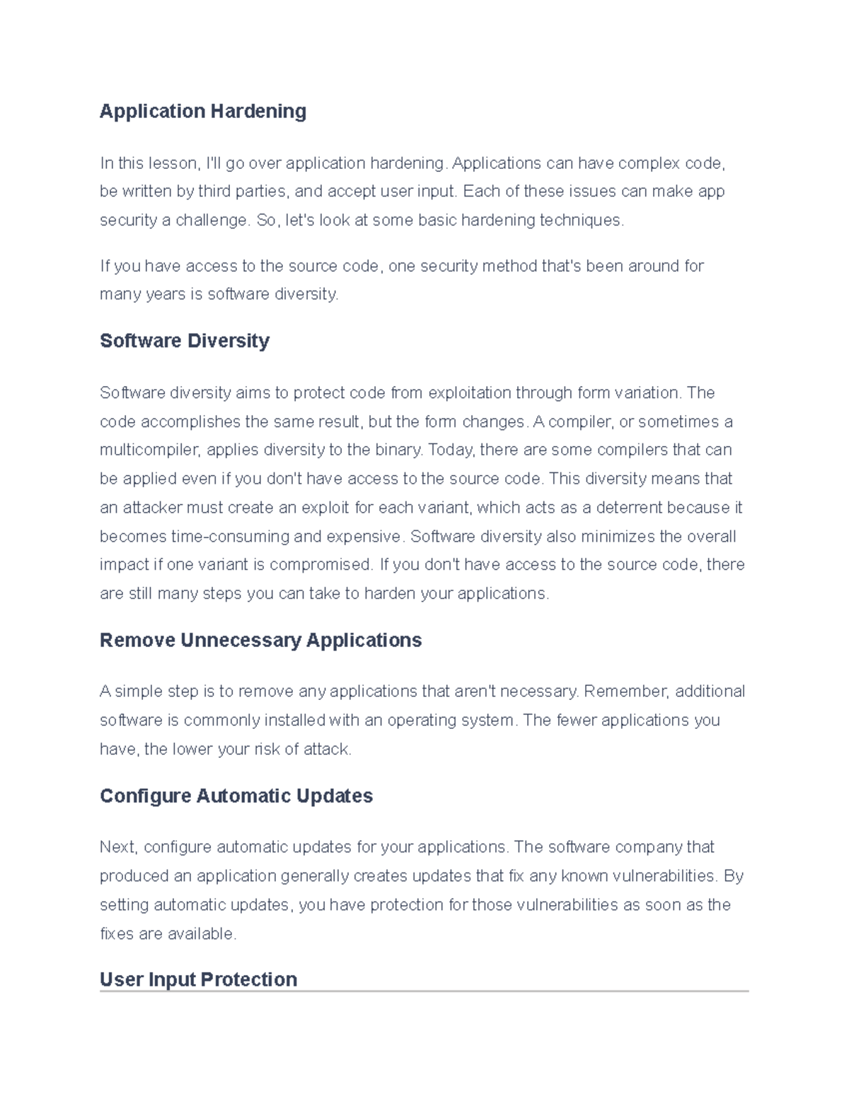 10.4.6 Application Hardening - Application Hardening In this lesson, I ...