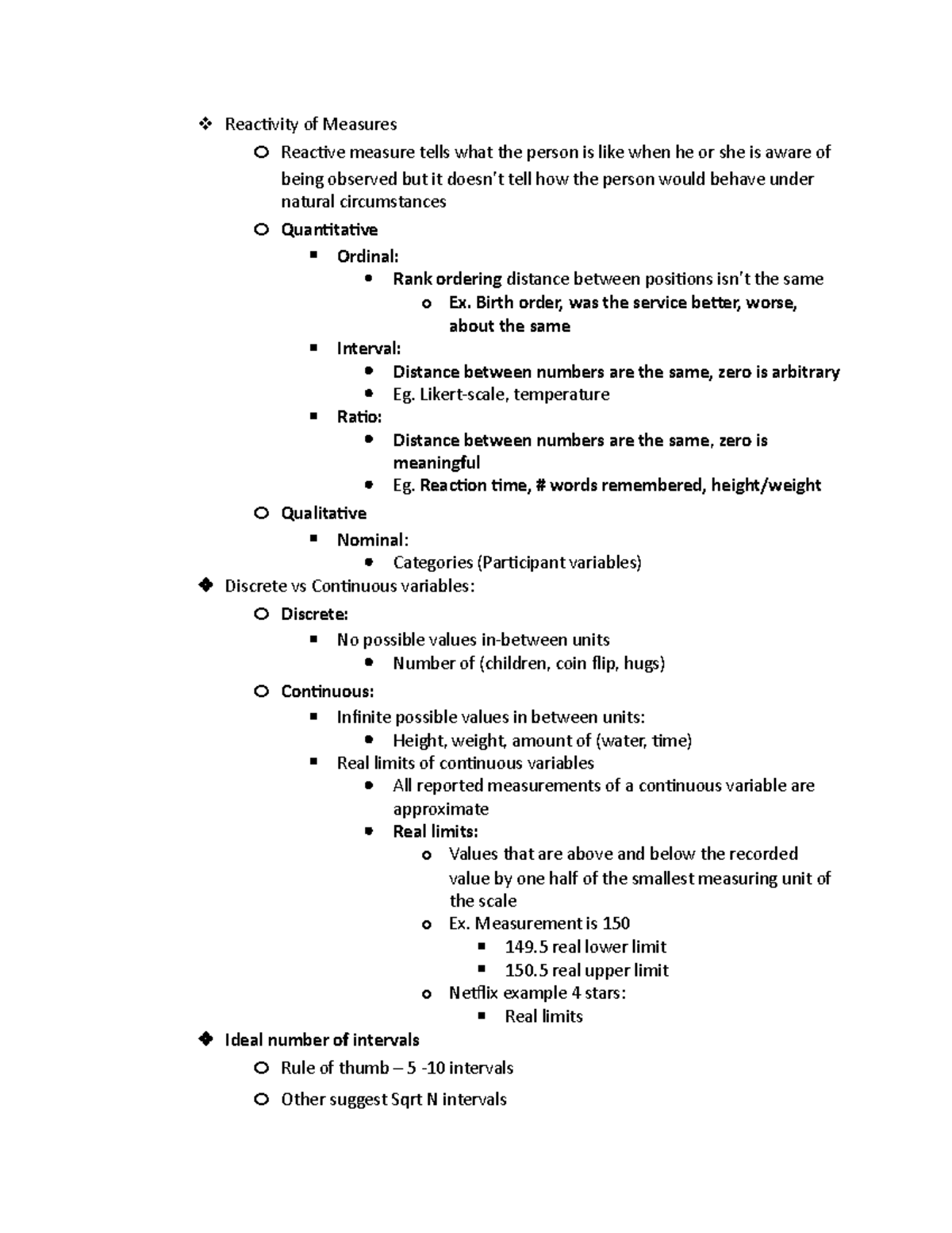 Psyc 218 - week 1 - Lecture notes 1 - Reactivity of Measures o Reactive ...