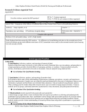 Hopkins Individual Evidence Rating - 2 - Research Evidence Appraisal ...