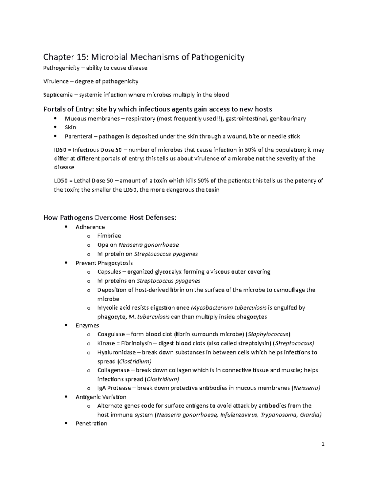 Exam 3 Review Ch 15, 14, 20 - Chapter 15: Microbial Mechanisms of Pathogenicity Pathogenicity ...