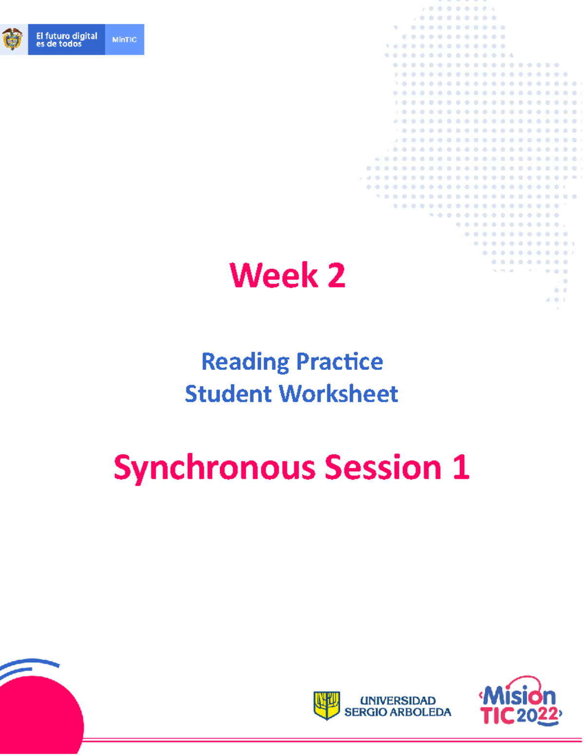 W2 C1 Reading Student Worksheet - Week 2 Reading Practice Student Worksheet Synchronous Session ...