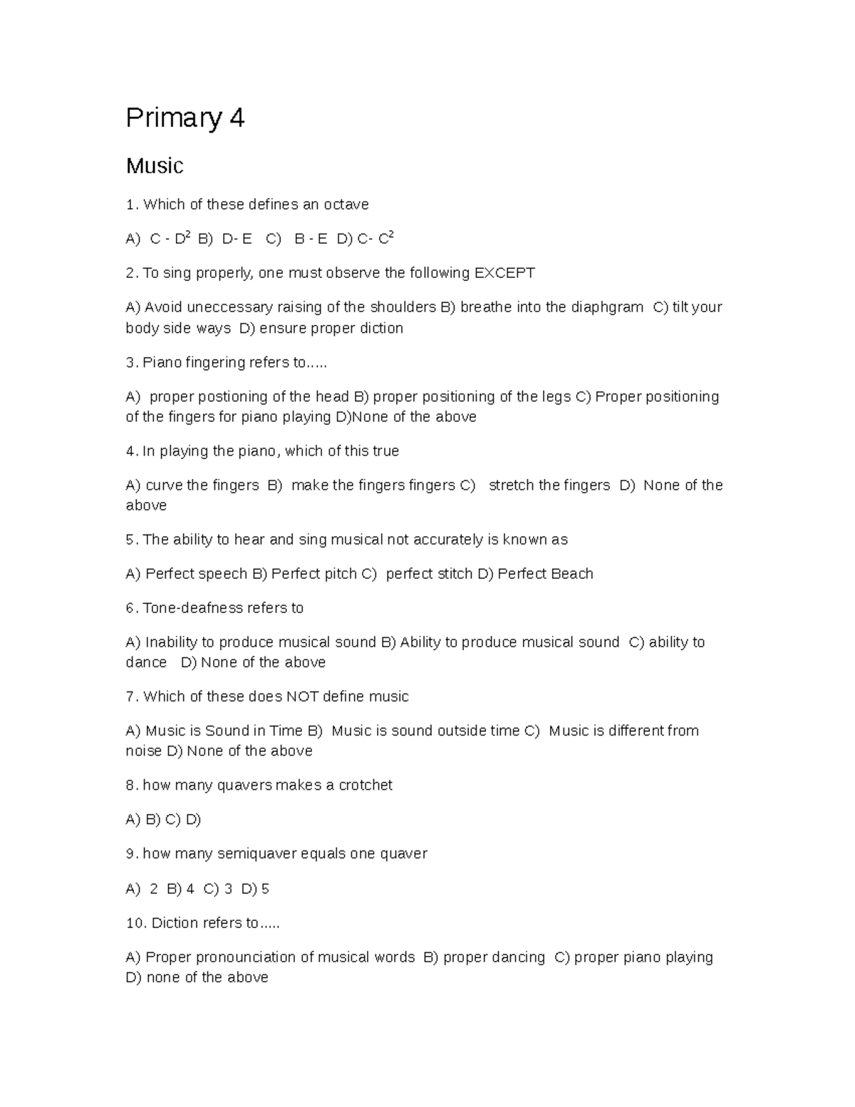 Sample/practice exam Autumn 2021, questions and answers - Primary 4 ...